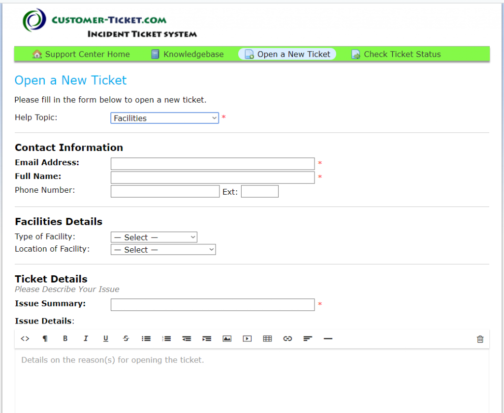 Flexible Ticket Form - capture additional, more specific ticket information